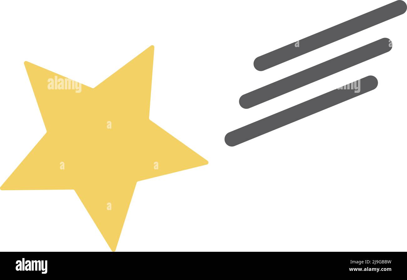 Vector of a yellow shooting star. Flat design star icon. Editable ...