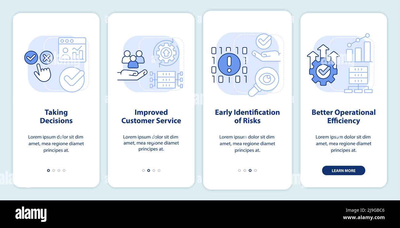 Benefits of big data processing light blue onboarding mobile app screen ...