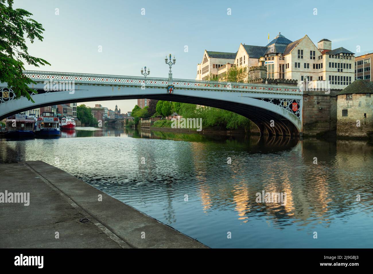 Morning at Lendal Bridge over river Ouse in the City of York, England ...