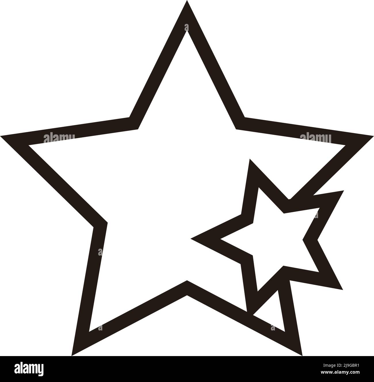 Two star icon. Simple vector consisting of black and white. Editable ...