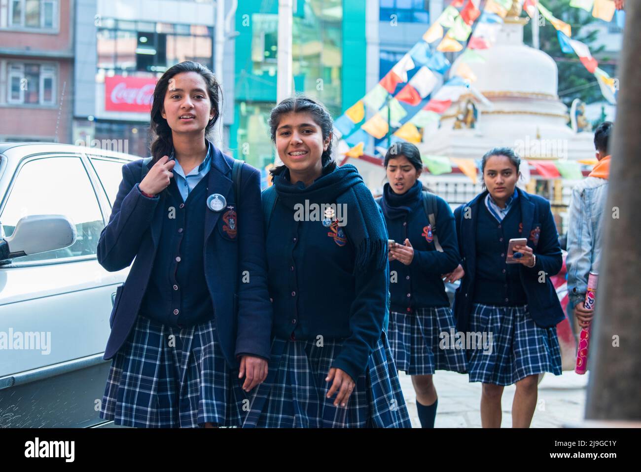 Kathmandu, Nepal- April 20,2022 : High school students dressed in ...