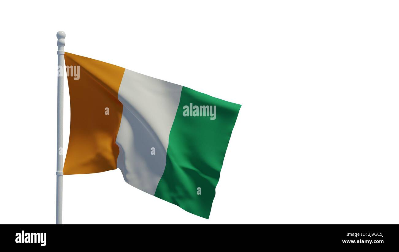 Republic Of Cote Divoire Ivory Coast National Flag Waving In The