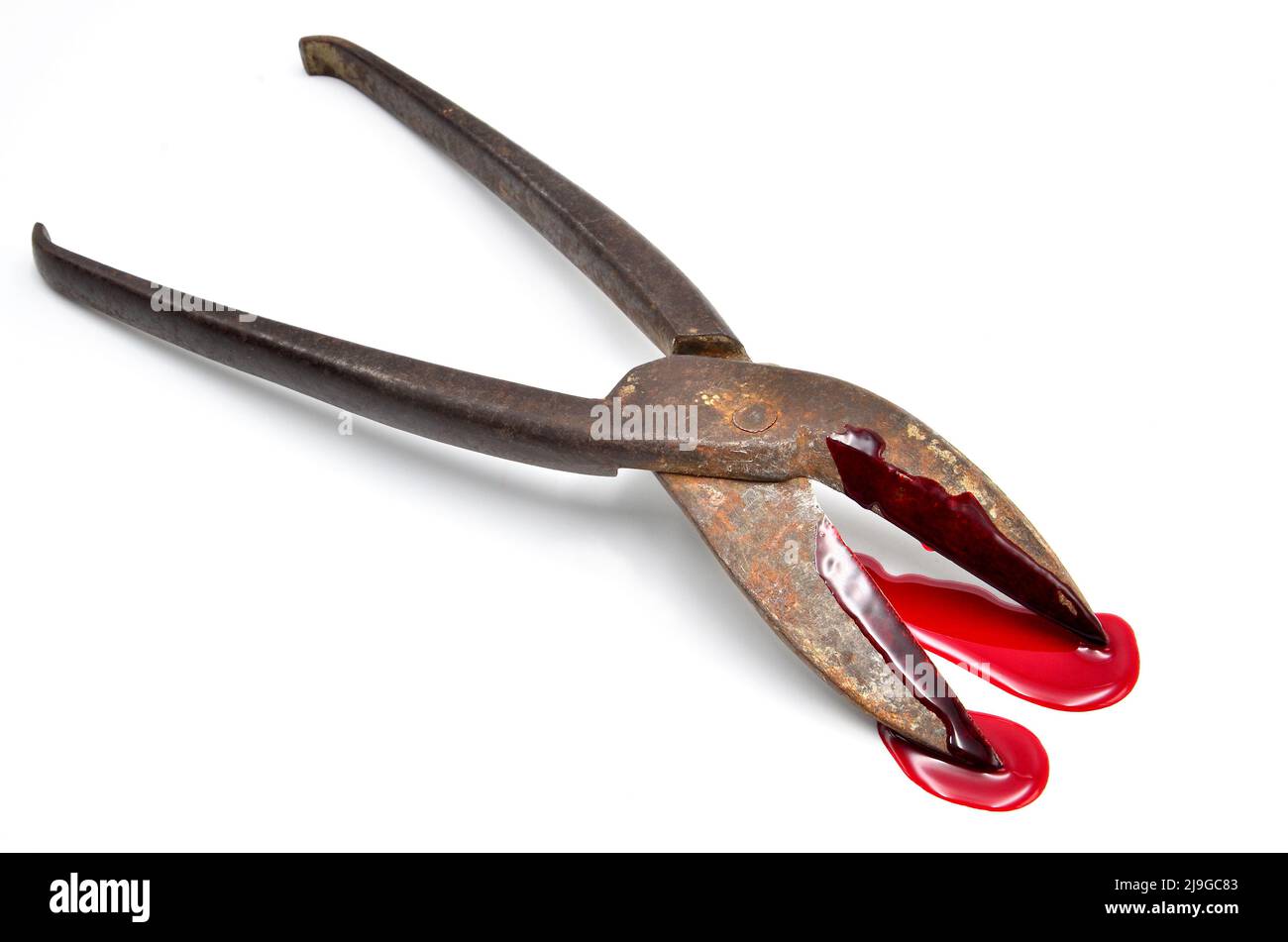 rusty cutter tongue with blood Stock Photo - Alamy