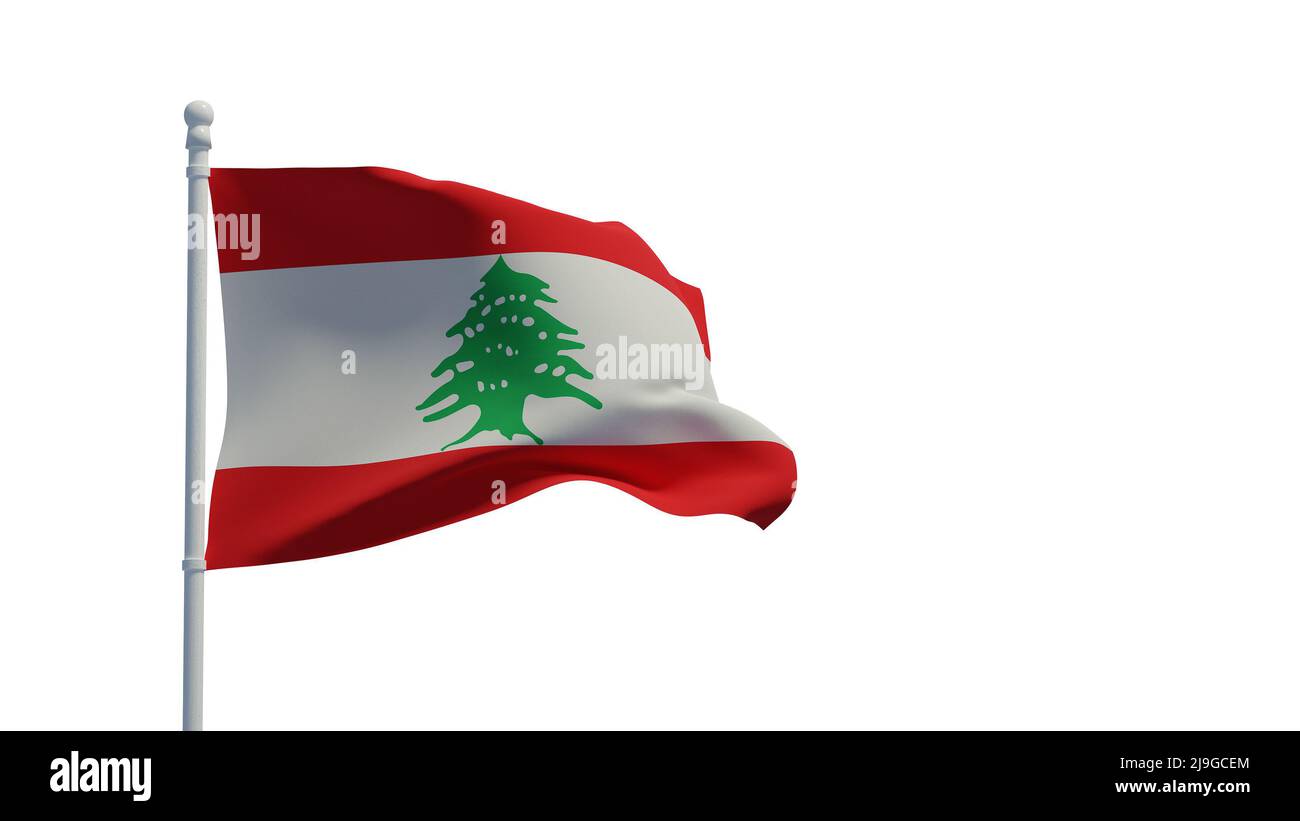 Republic of Lebanon / Lebanese Republic national flag, waving in the ...