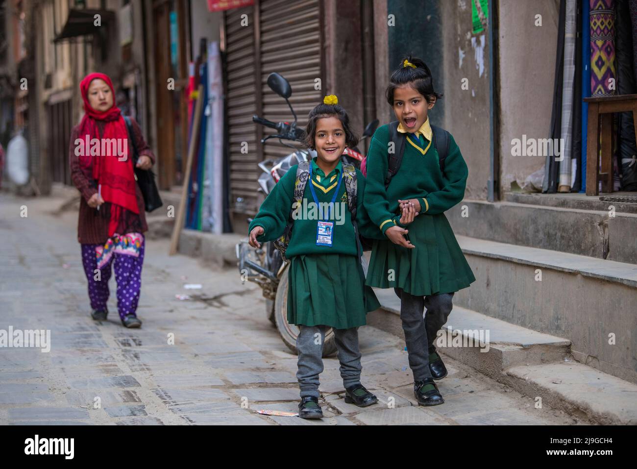 Kathmandu, Nepal- April 20,2022 : High school students dressed in ...