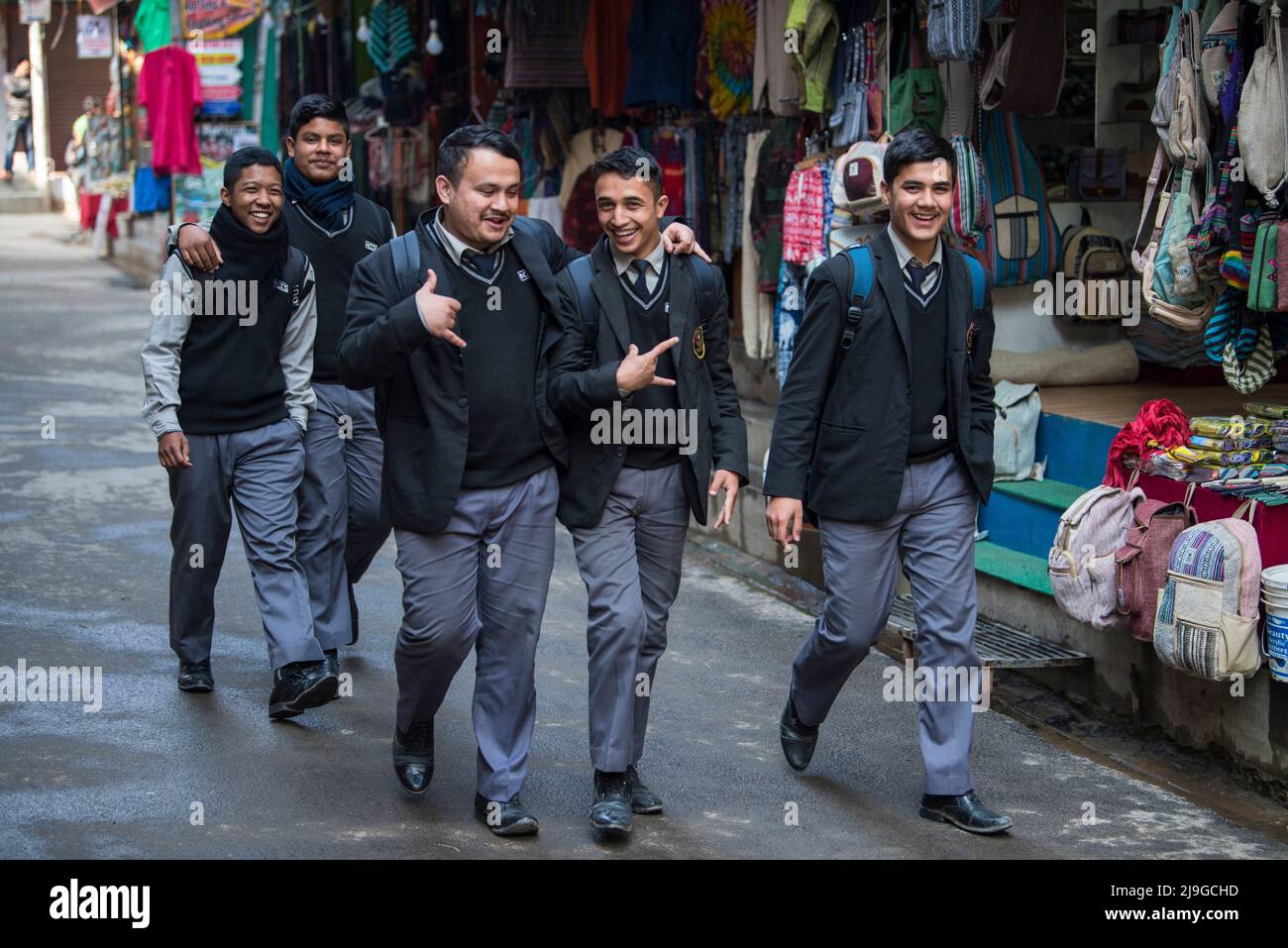 Kathmandu, Nepal- April 20,2022 : High school students dressed in ...