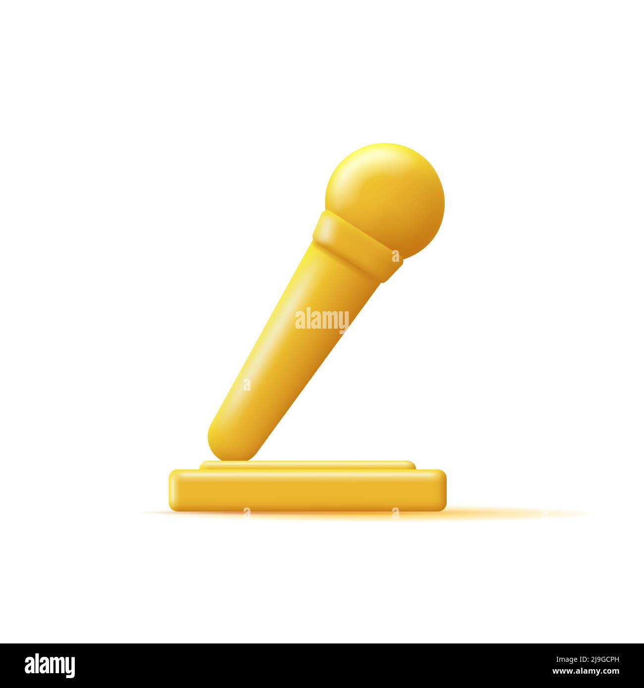 Golden microphone award icon, 3d illustration for music competition ...