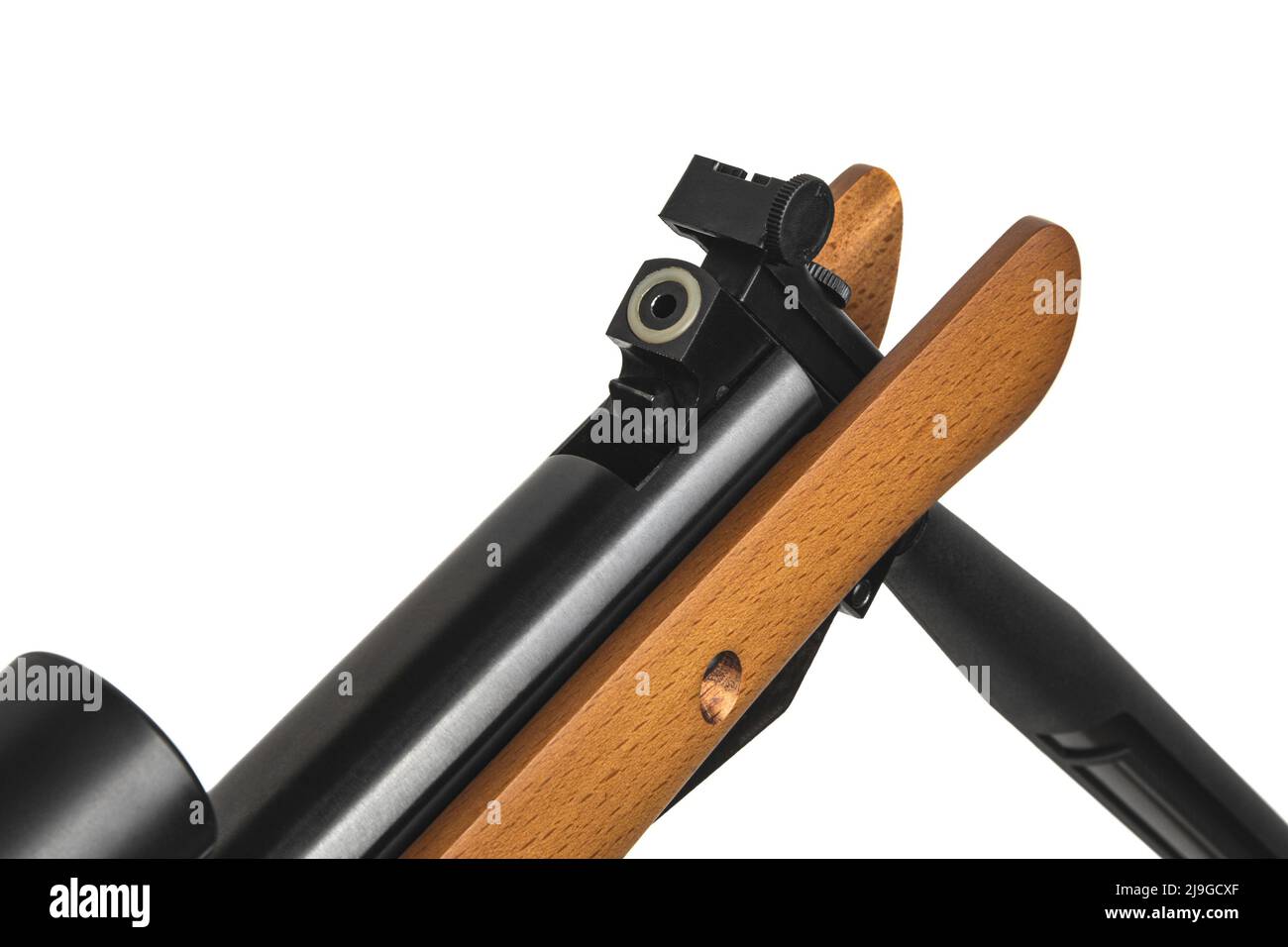 A modern air rifle with a futuristic design. Pneumatic weapons for ...