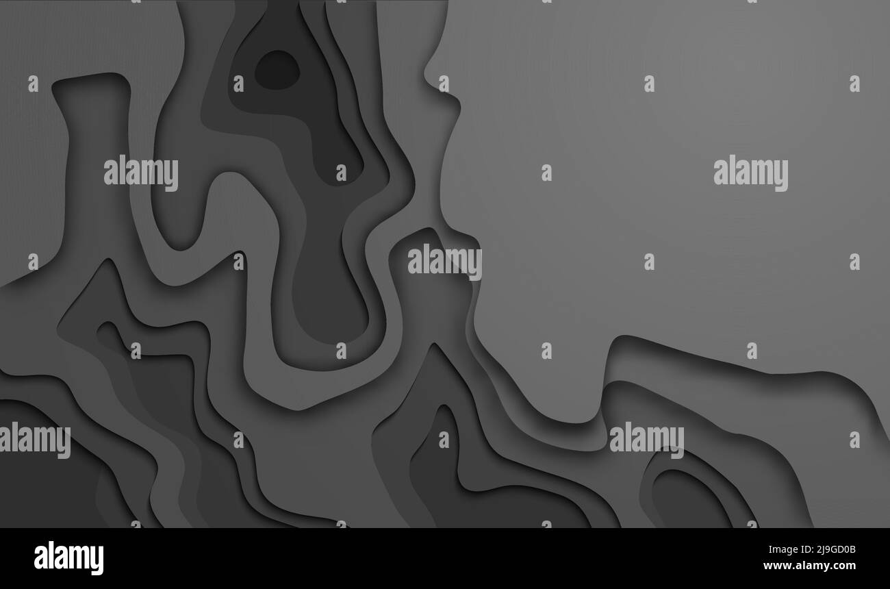 Black cutout in topographic map style. Black paper cut background ...