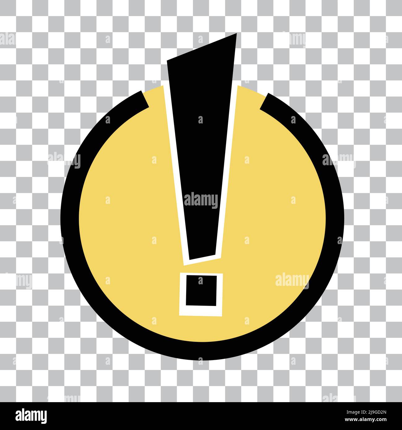 Exclamation mark protruding inside a round icon. Editable vector Stock ...