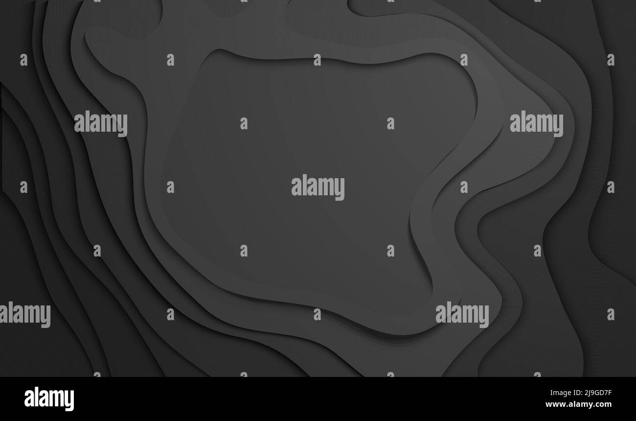 Black cutout in topographic map style. Black paper cut background ...