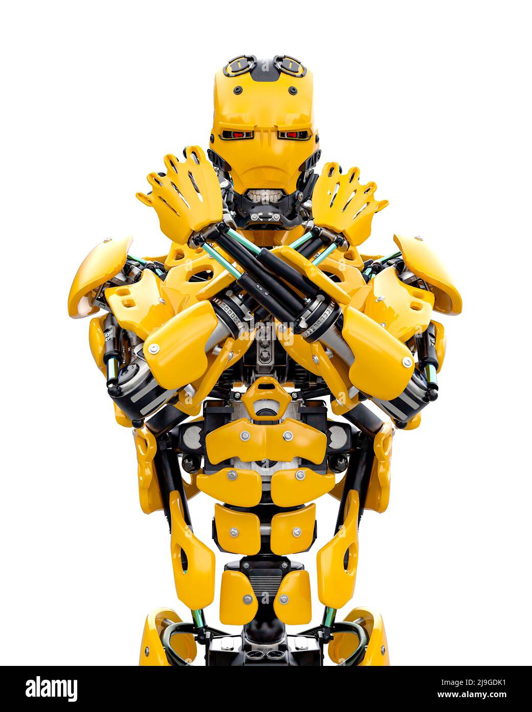 master cyber robot is doing a power pose, 3d illustration Stock Photo ...