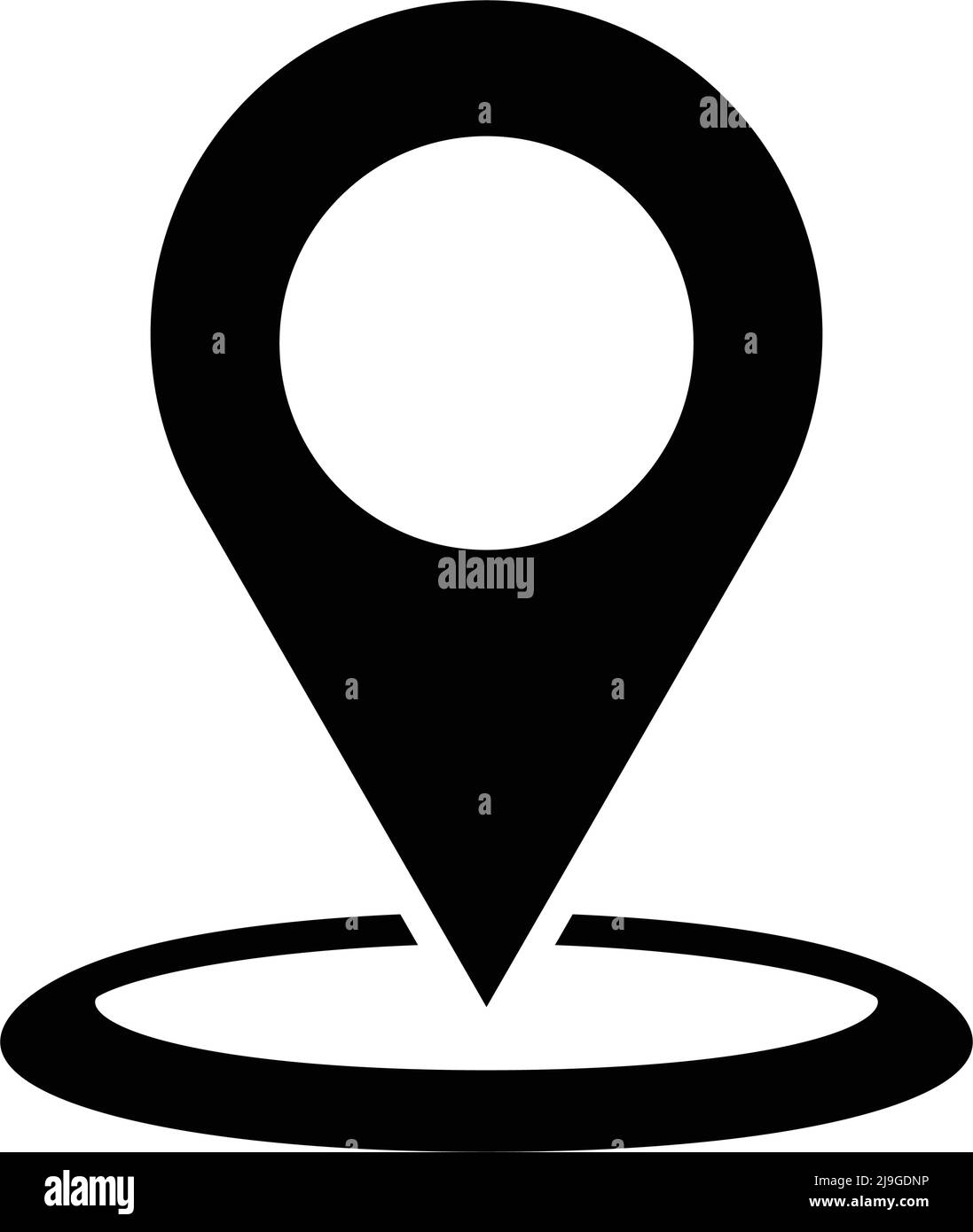 Map pin icon of a map standing on a round circle. Editable vector Stock ...