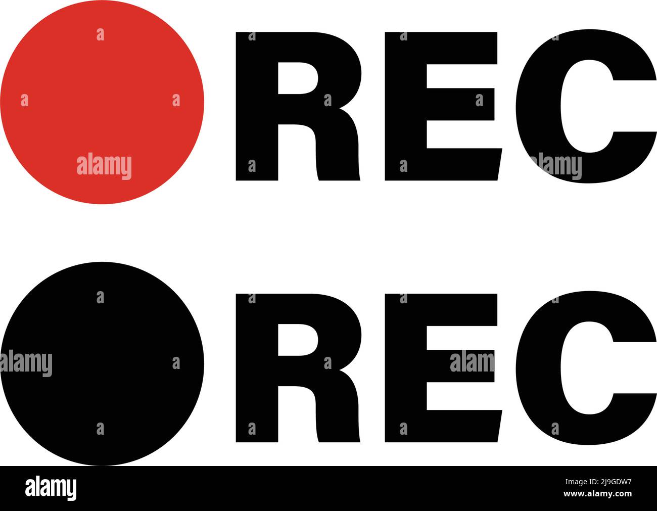 Vector illustration about recording. Two color set, red and black ...