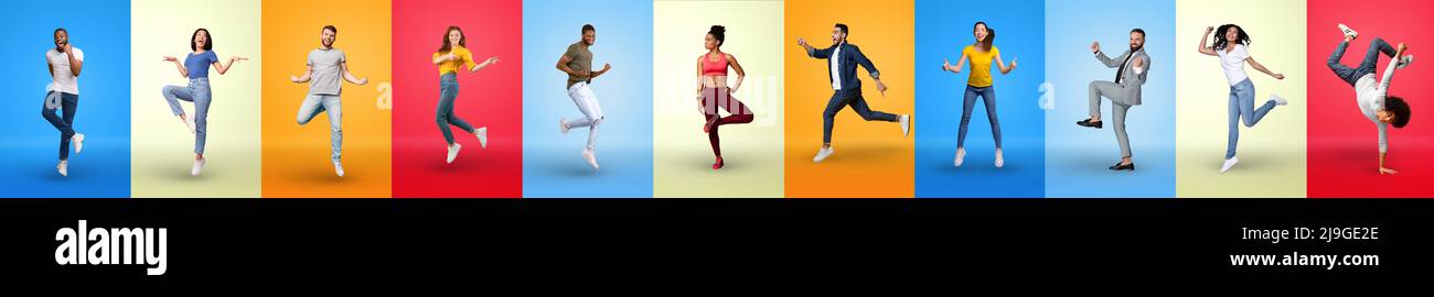 Multicultural man leaping hi-res stock photography and images - Alamy