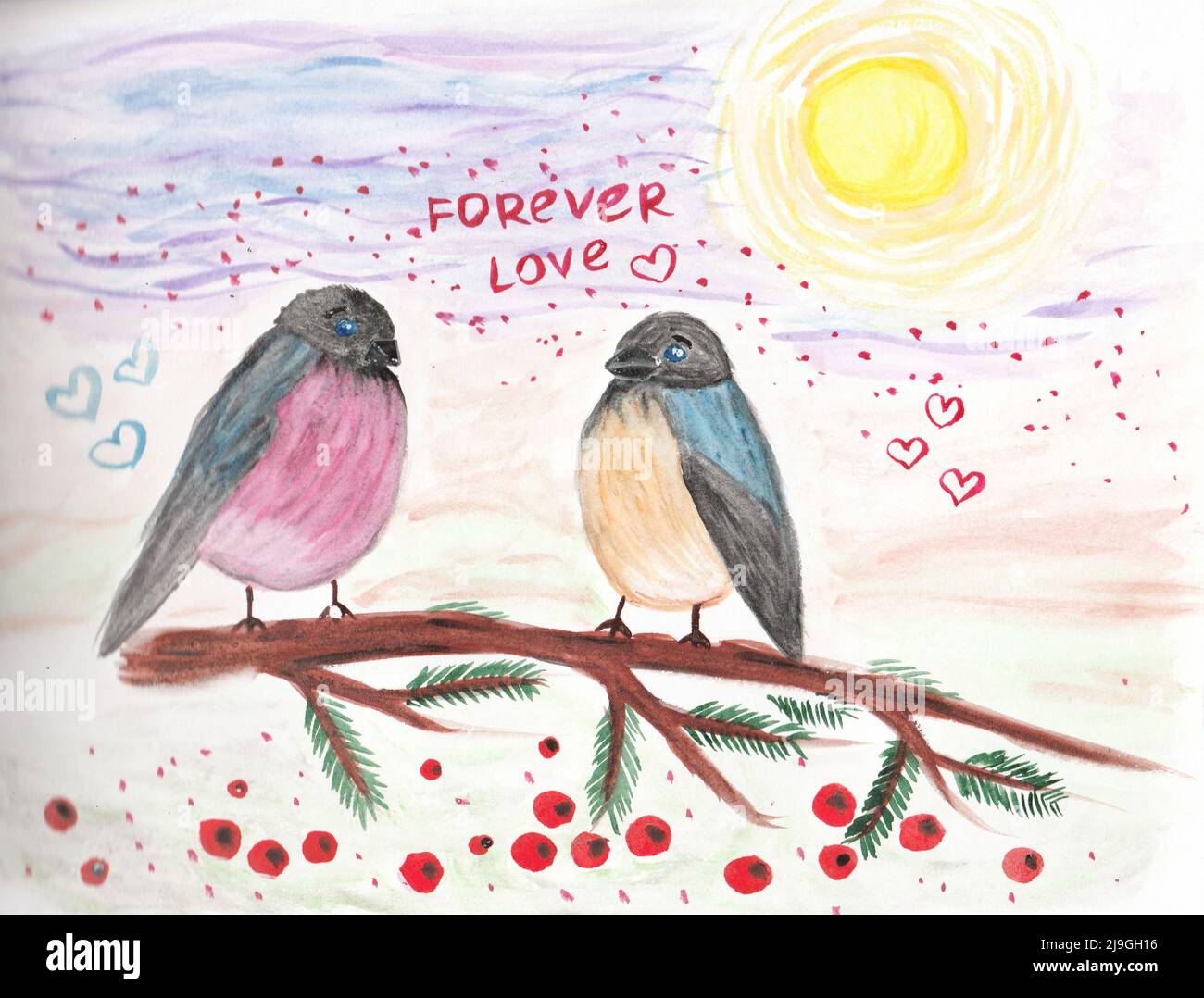Two Birds In Love Drawing