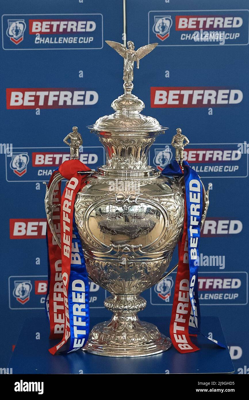 The Betfred Challenge Cup is on display at the Cup Final press ...