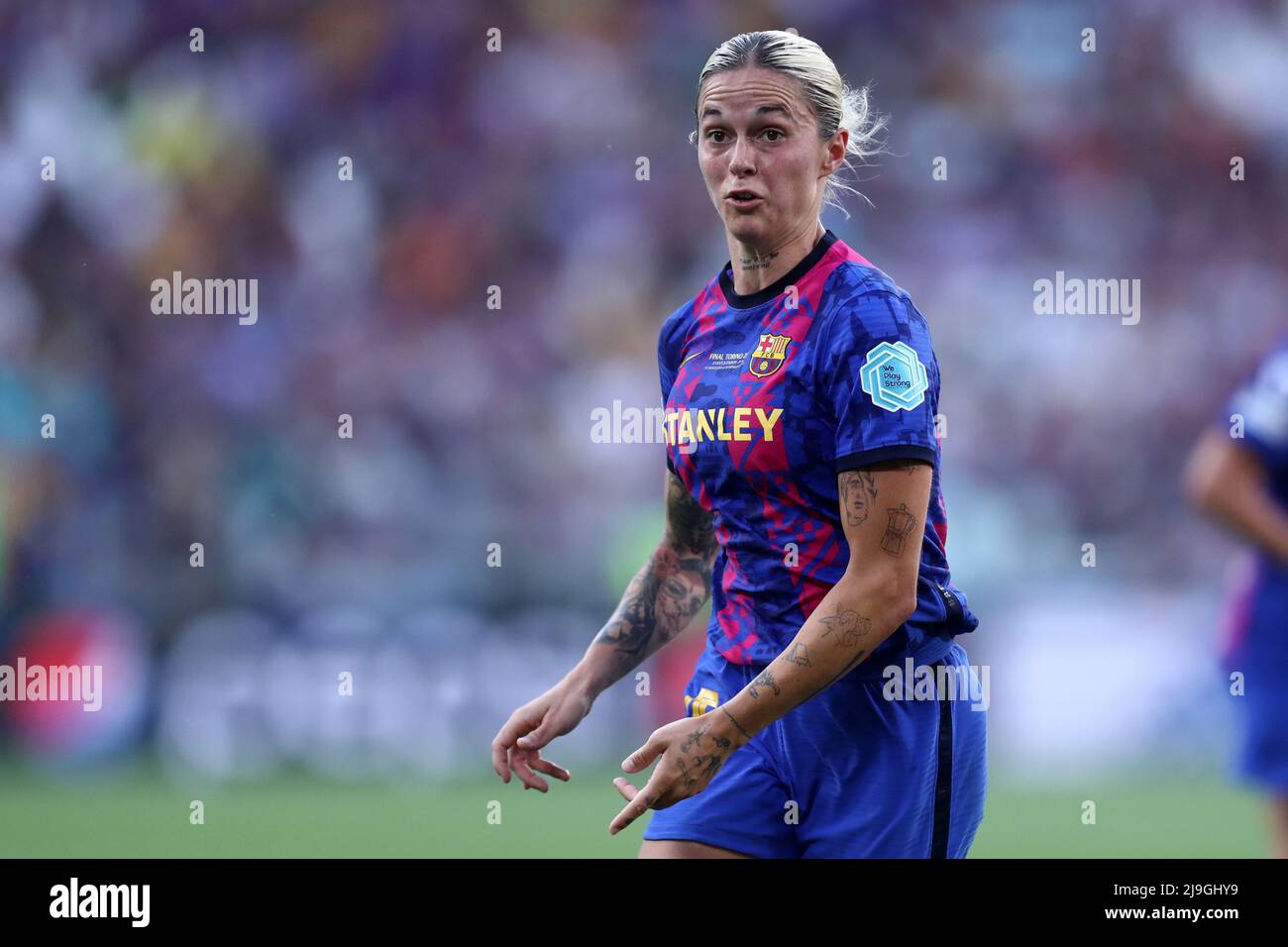 Maria Pilar Leon of Fc Barcelona looks on during the UEFA Women's ...