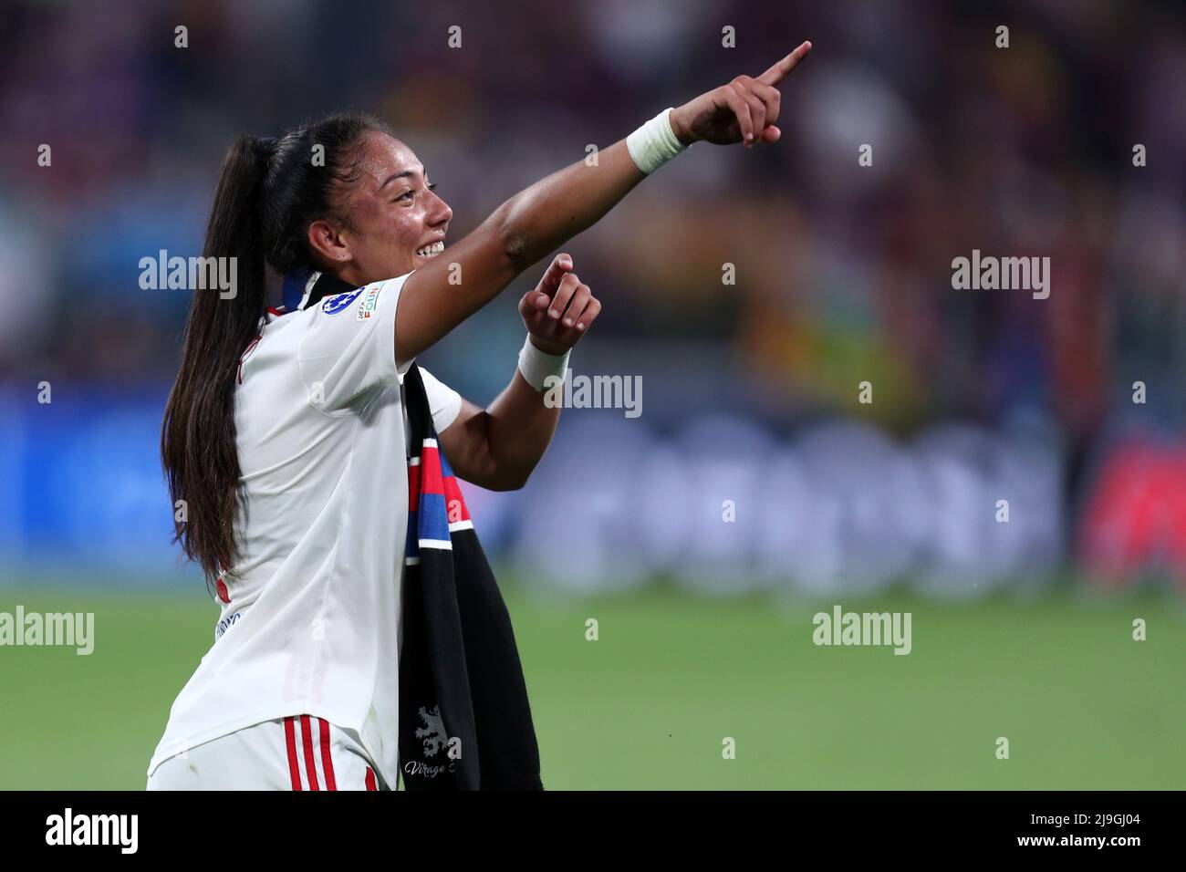 Selma Bacha of Olympique Lyon celebrates after winning the UEFA Women's ...