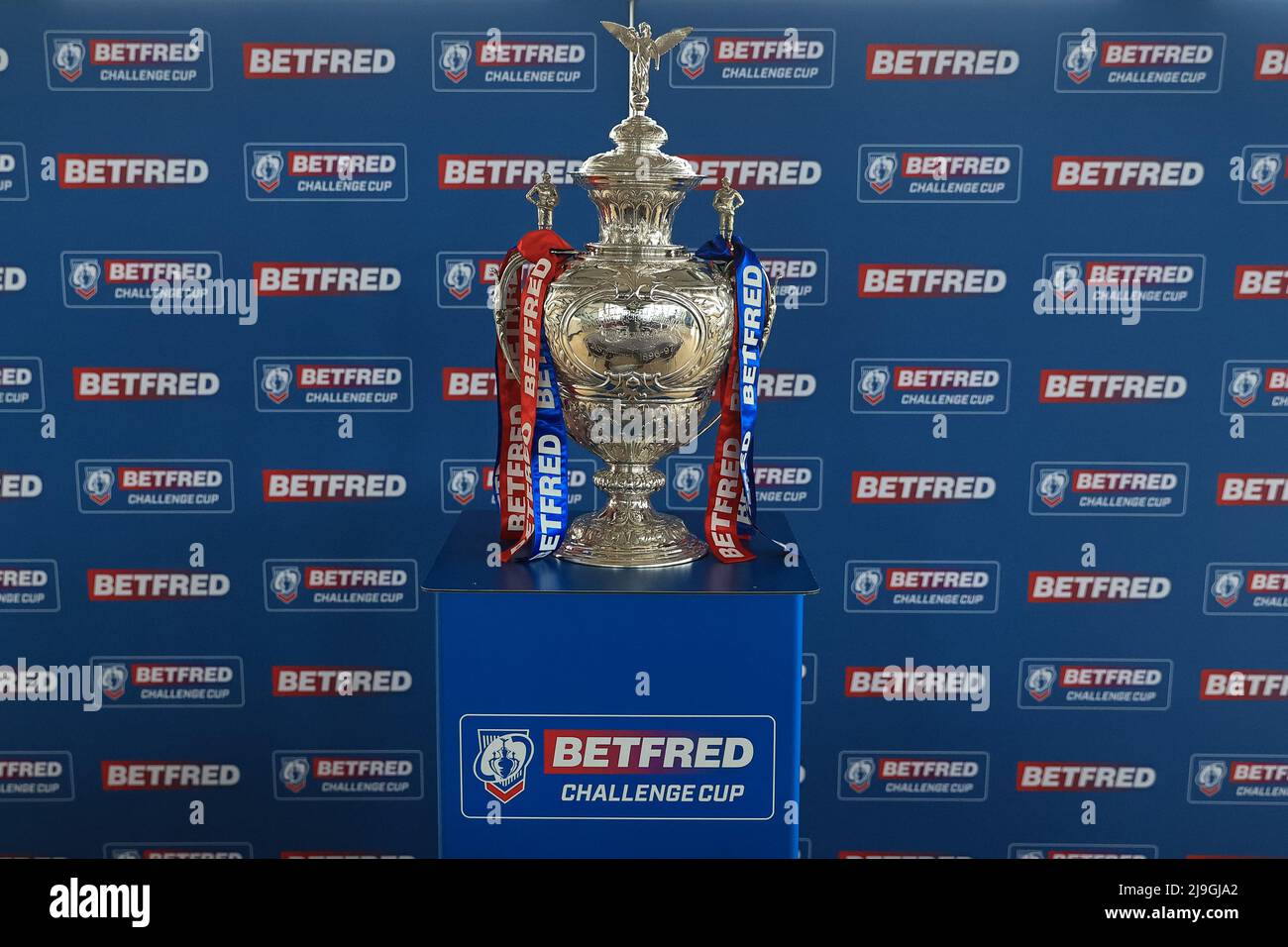 The Betfred Challenge Cup is on display at the Cup Final press ...