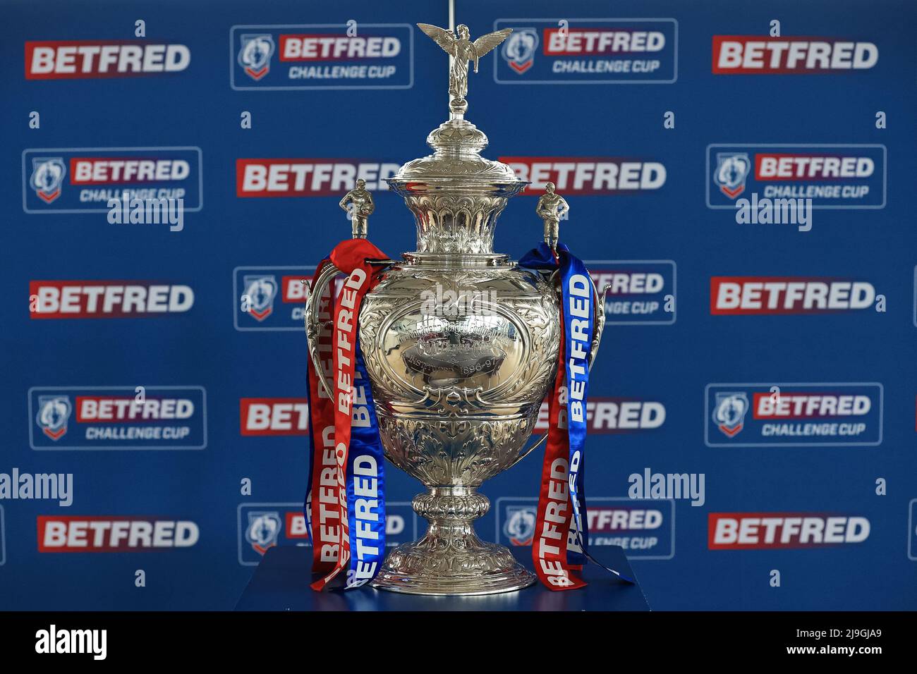 The Betfred Challenge Cup is on display at the Cup Final press ...
