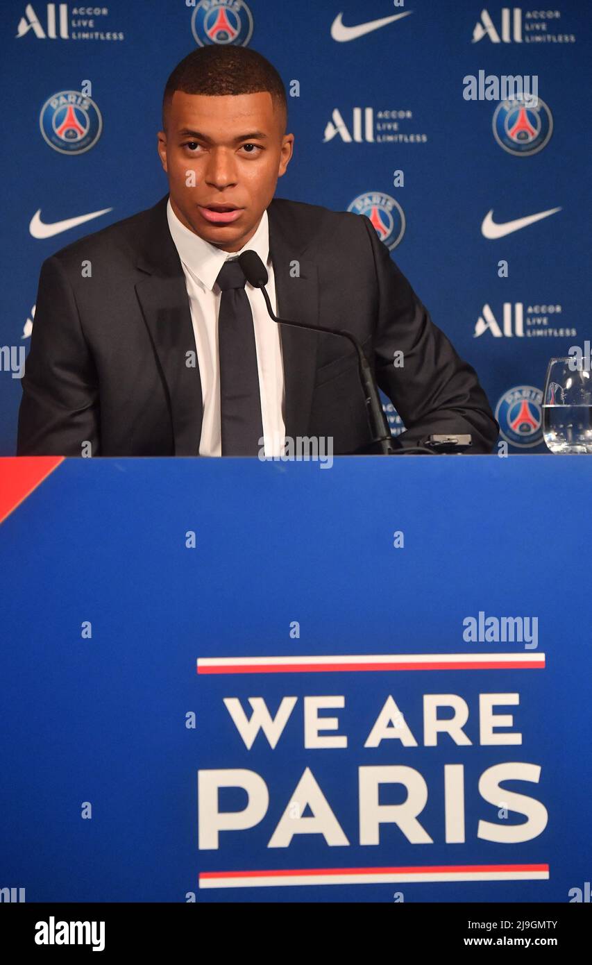 Paris, France, 23/05/2022, Paris Saint-Germain's French forward Kylian ...