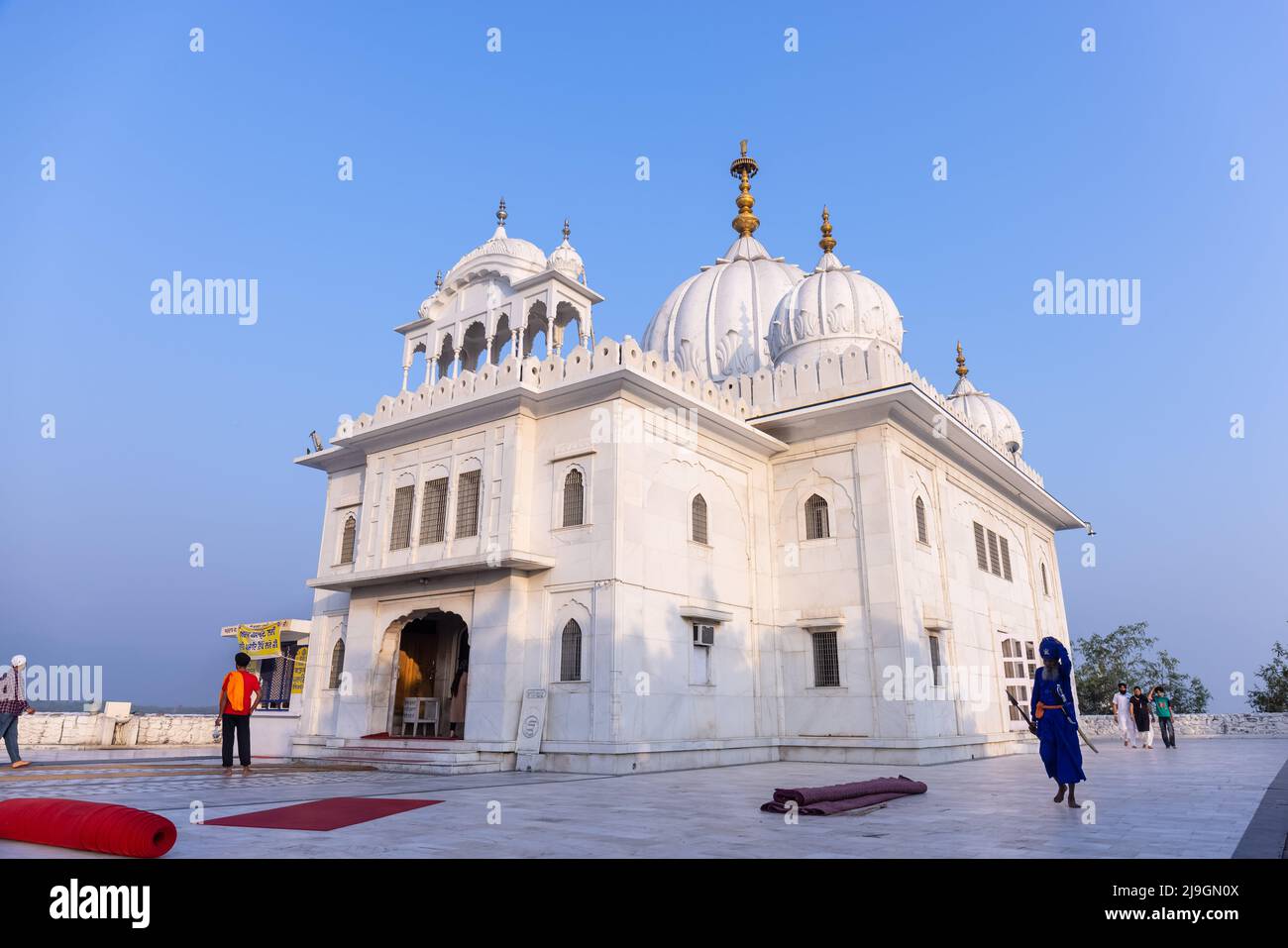 Anandpur Sahib, India - March 2022: Portrait of sikh male (Nihang Sardar) during the celebration ...
