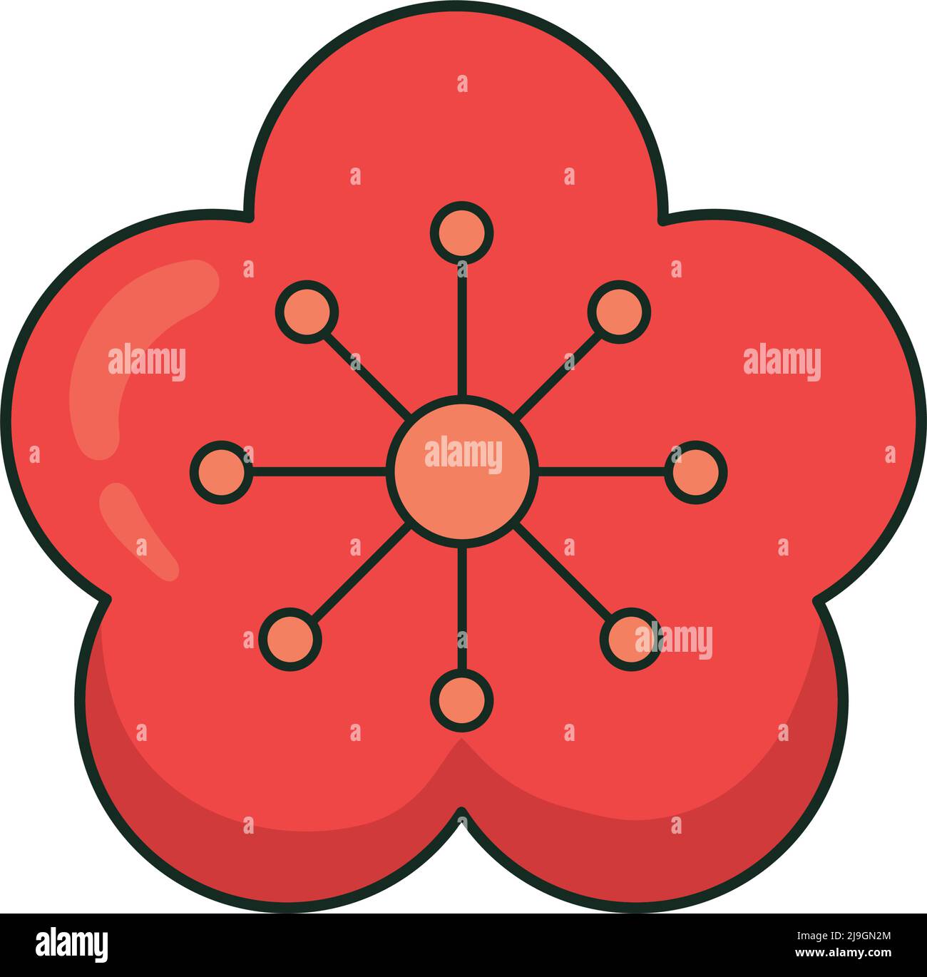 red japanese flower nature icon Stock Vector Image & Art - Alamy