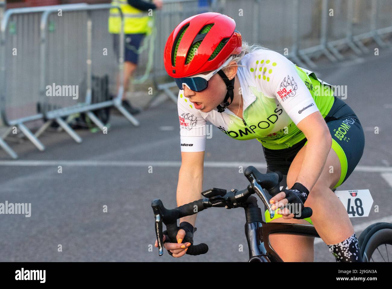 Emma Matthews of Team Boompods racing in the Sportsbreaks Tour Series ...