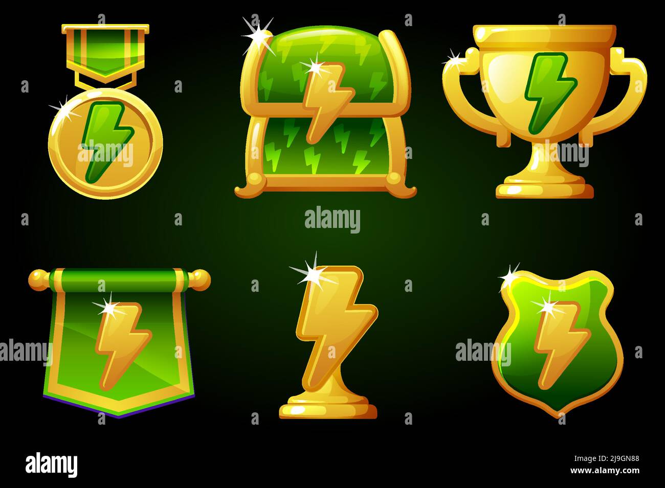 Set of game ui glossy magic power up with energy icons Stock Vector ...
