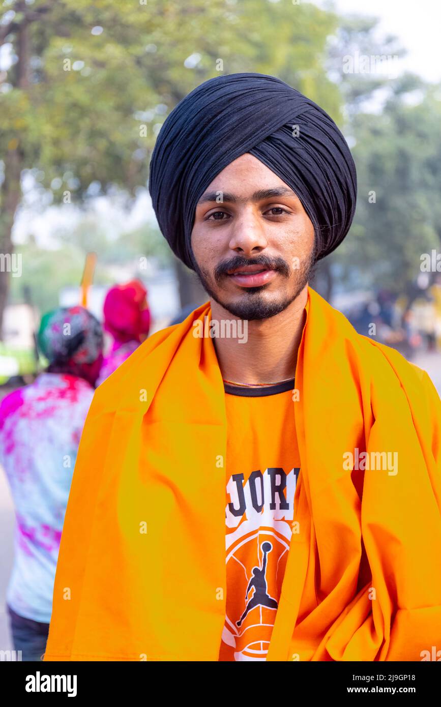 Anandpur Sahib, India - March 2022: Portrait of sikh male (Nihang ...