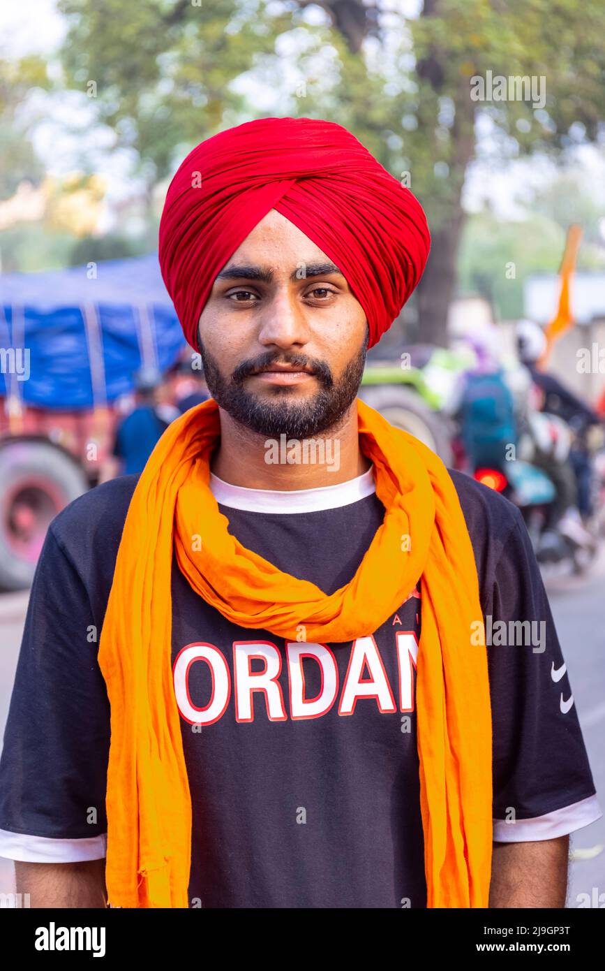 Anandpur Sahib, India - March 2022: Portrait of sikh male (Nihang ...