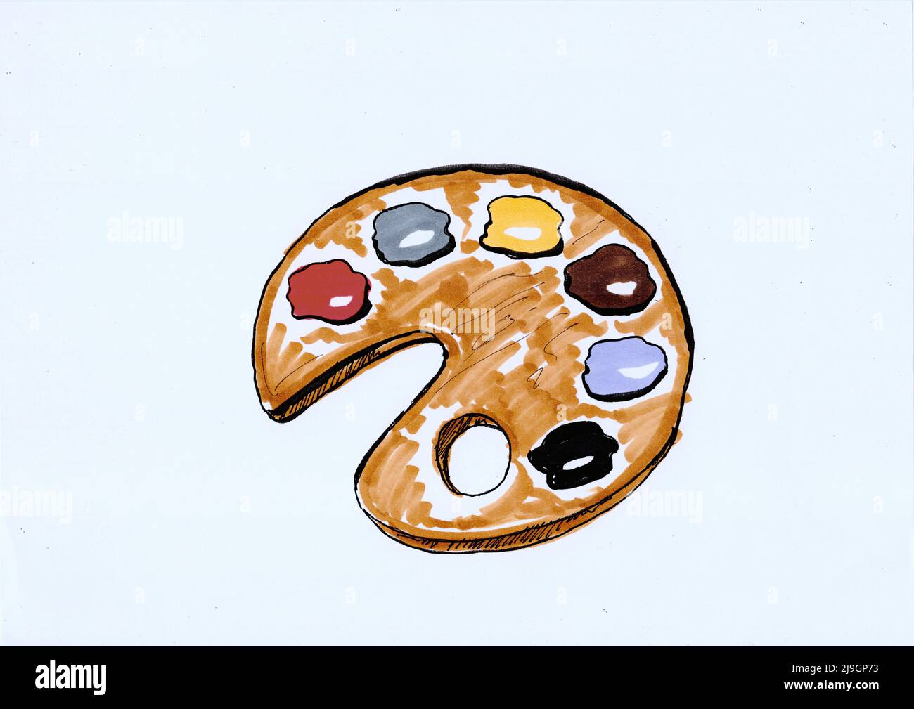 Sketch of an artist's palette with paint Stock Photo - Alamy