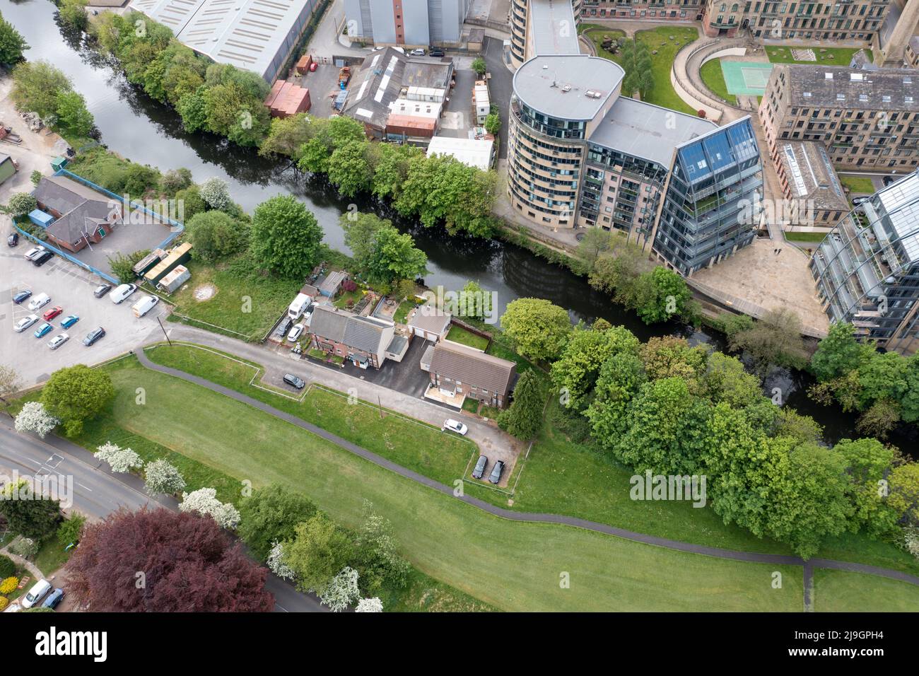 Aerial drone photo of the historic town of Shipley in the City of ...