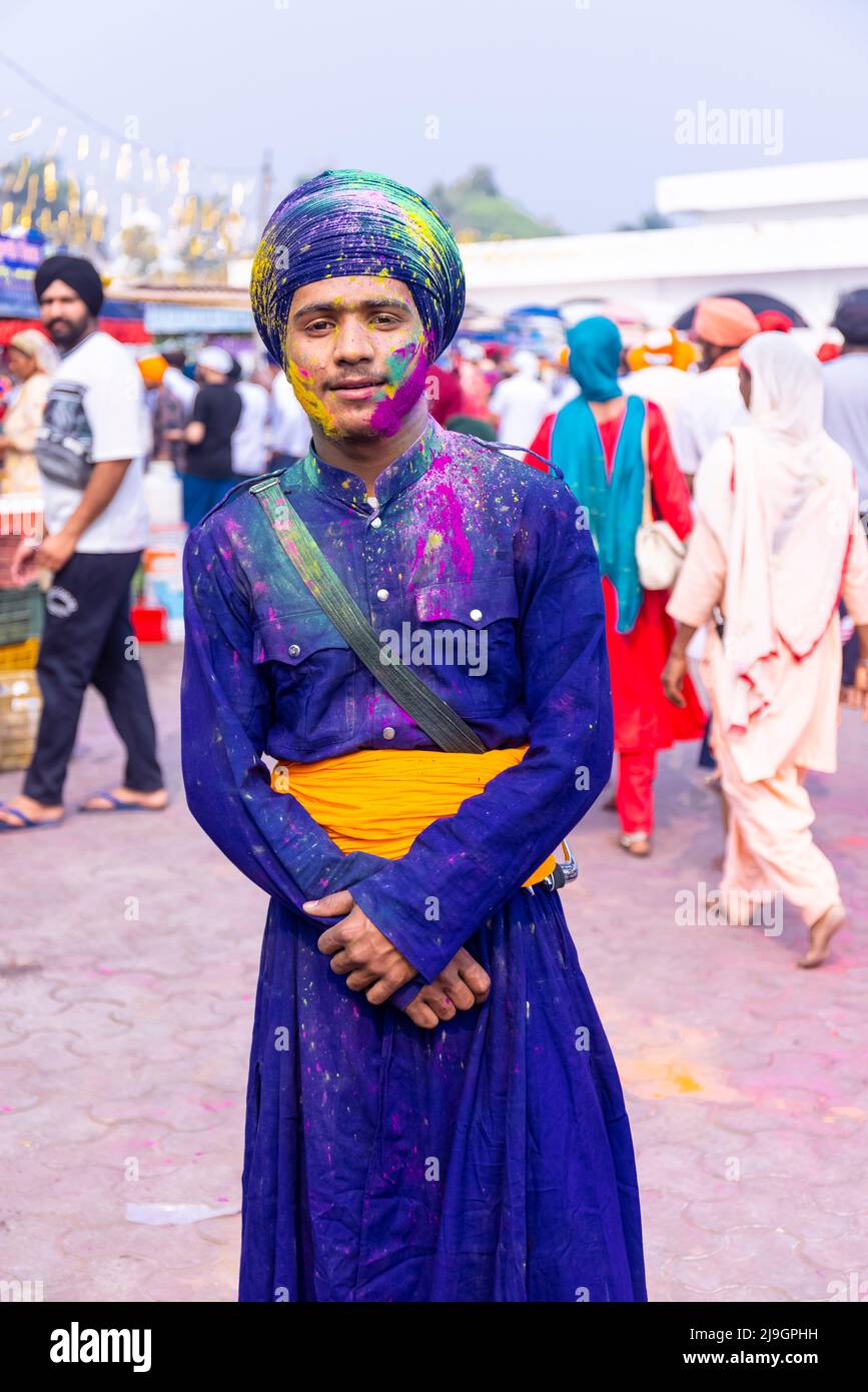 Anandpur Sahib, India - March 2022: Portrait of sikh male (Nihang ...