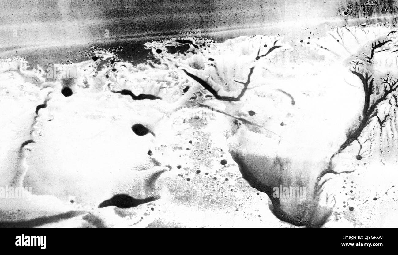 Abstract Landscape Watercolor Hand Drawn Illustration Black And White