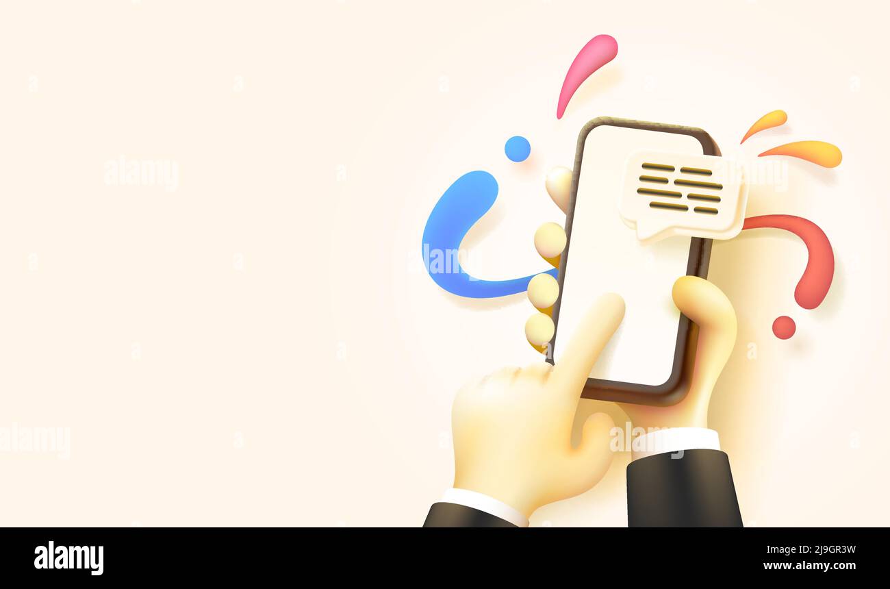 Sending a letter via phone, bright smartphone cover in hands for ...