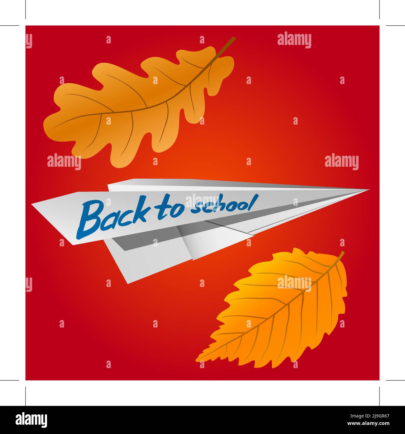 Paper airplane with the inscription Back to School. Falling autumn ...