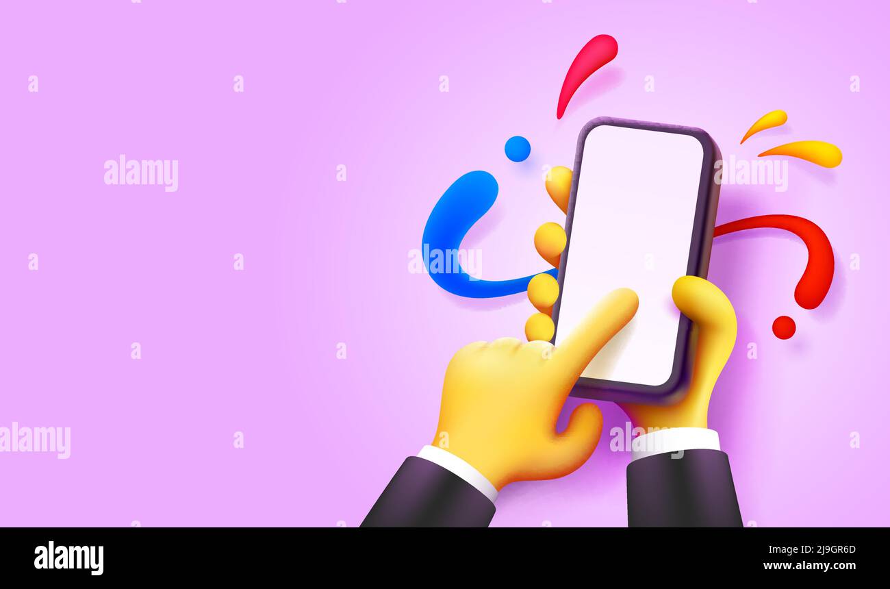 Smart phone touch screen, hold gadget product. Vector illustration ...