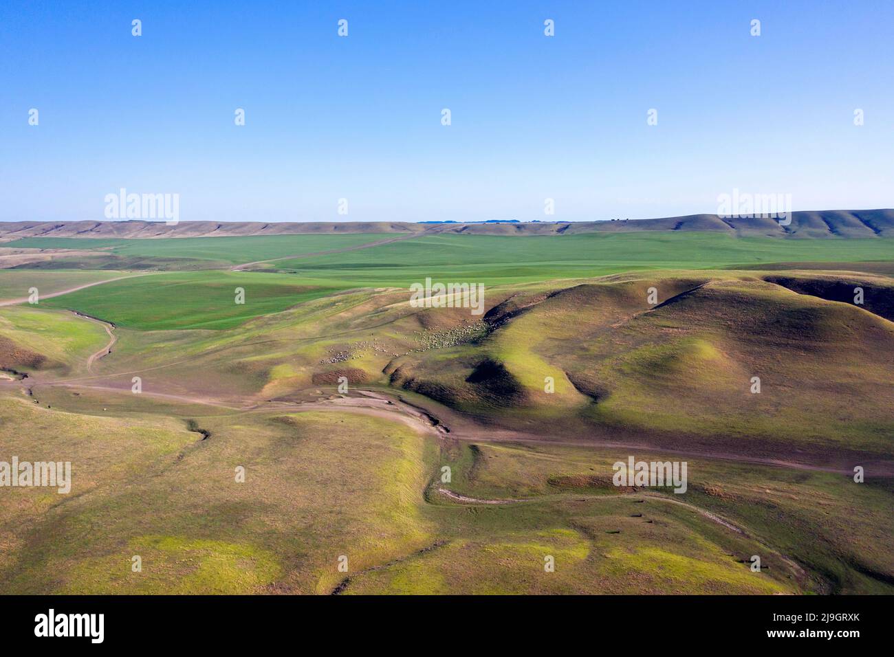 Aerial view of a spectacular landscape of vashlovani national park in ...