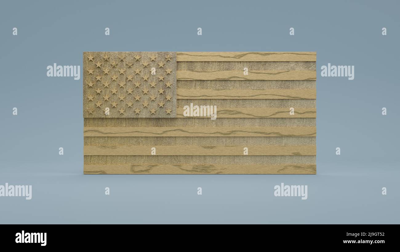 Minimal wooden national flag of the United States of America with 50 ...