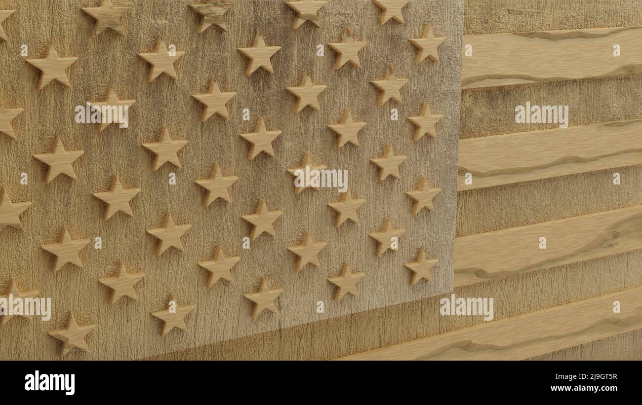 Minimal wooden national flag of the United States of America with 50 ...
