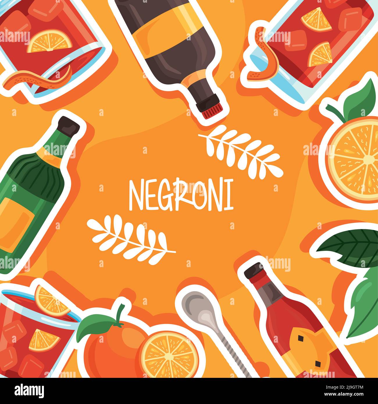 negroni lettering and ingredients frame Stock Vector Image & Art - Alamy