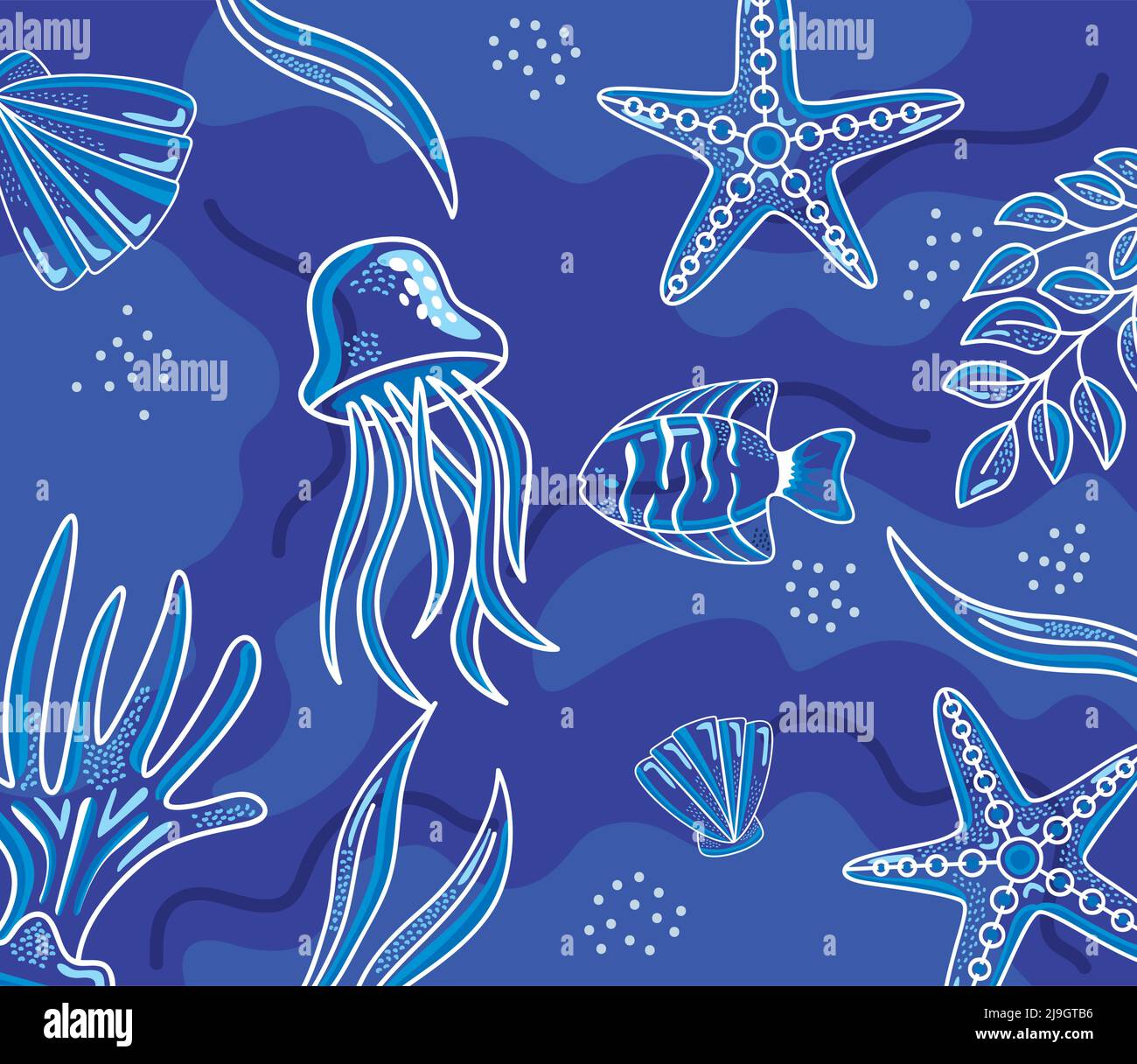 sea life animals blue pattern background Stock Vector Image & Art - Alamy