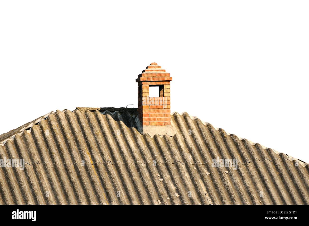 Old building with brick chimney covered slate Stock Photo - Alamy