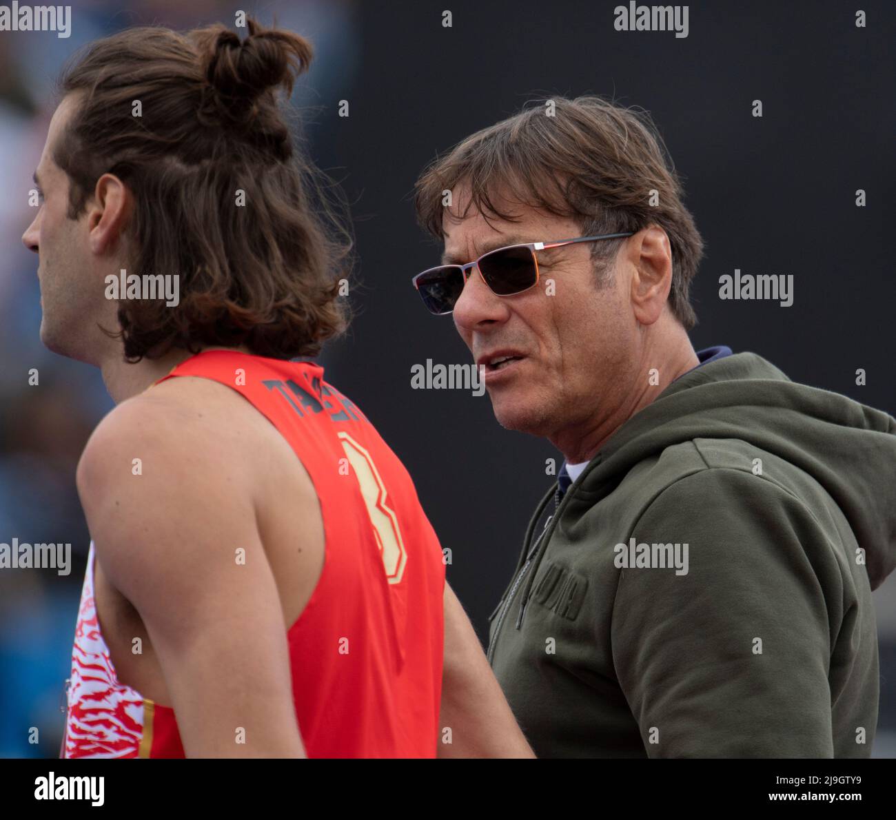 Marco Tamberi coach and father of Gianmarco while competing in the men ...