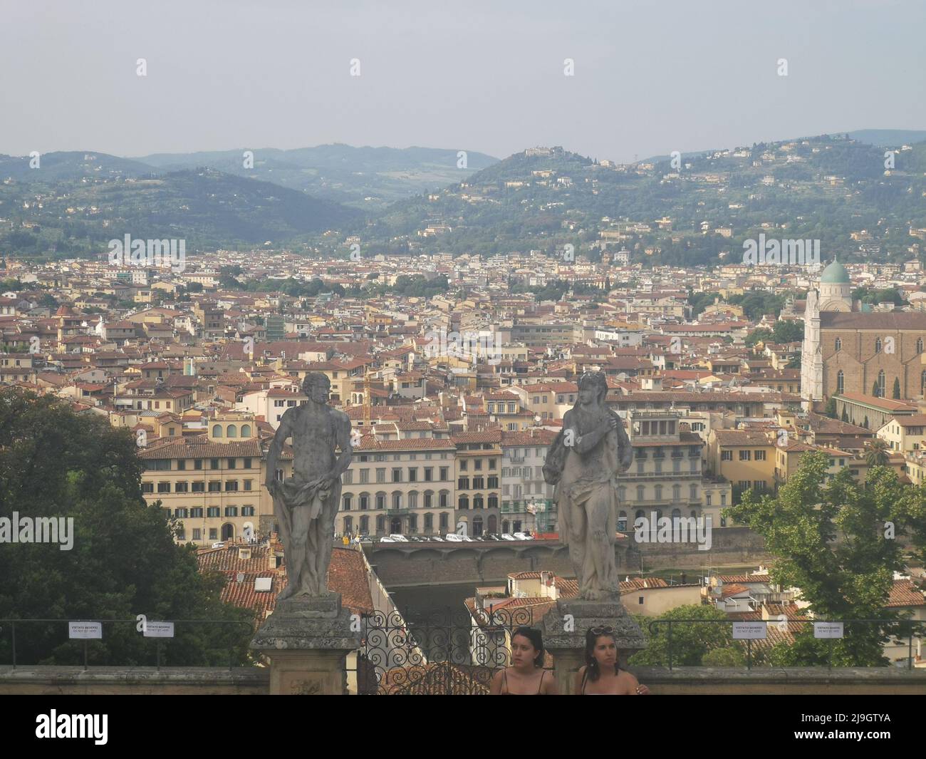 Florence, Italy. Heat haze over the city of Florence as Italy has high ...