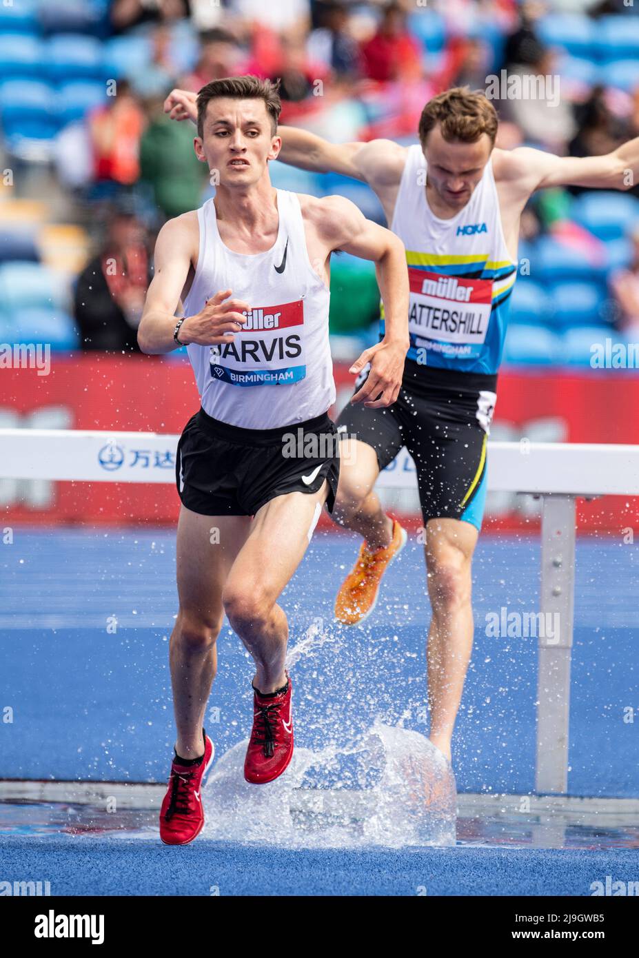 Daniel Jarvis competing in the men’s 3000m steeplechase race at the ...