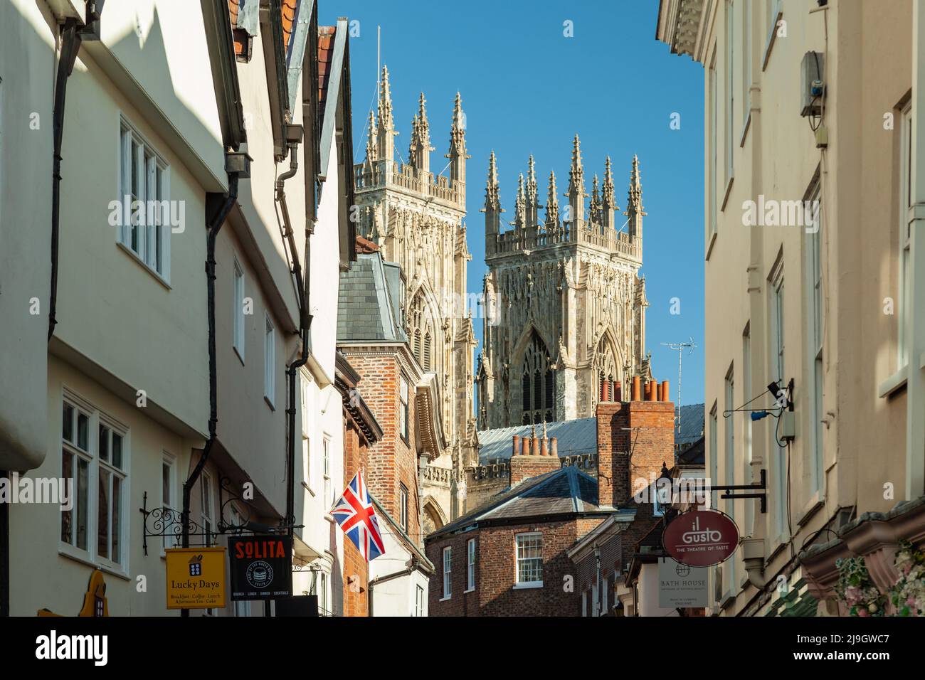 Spring morning on Low Petergate in York city centre, England Stock ...