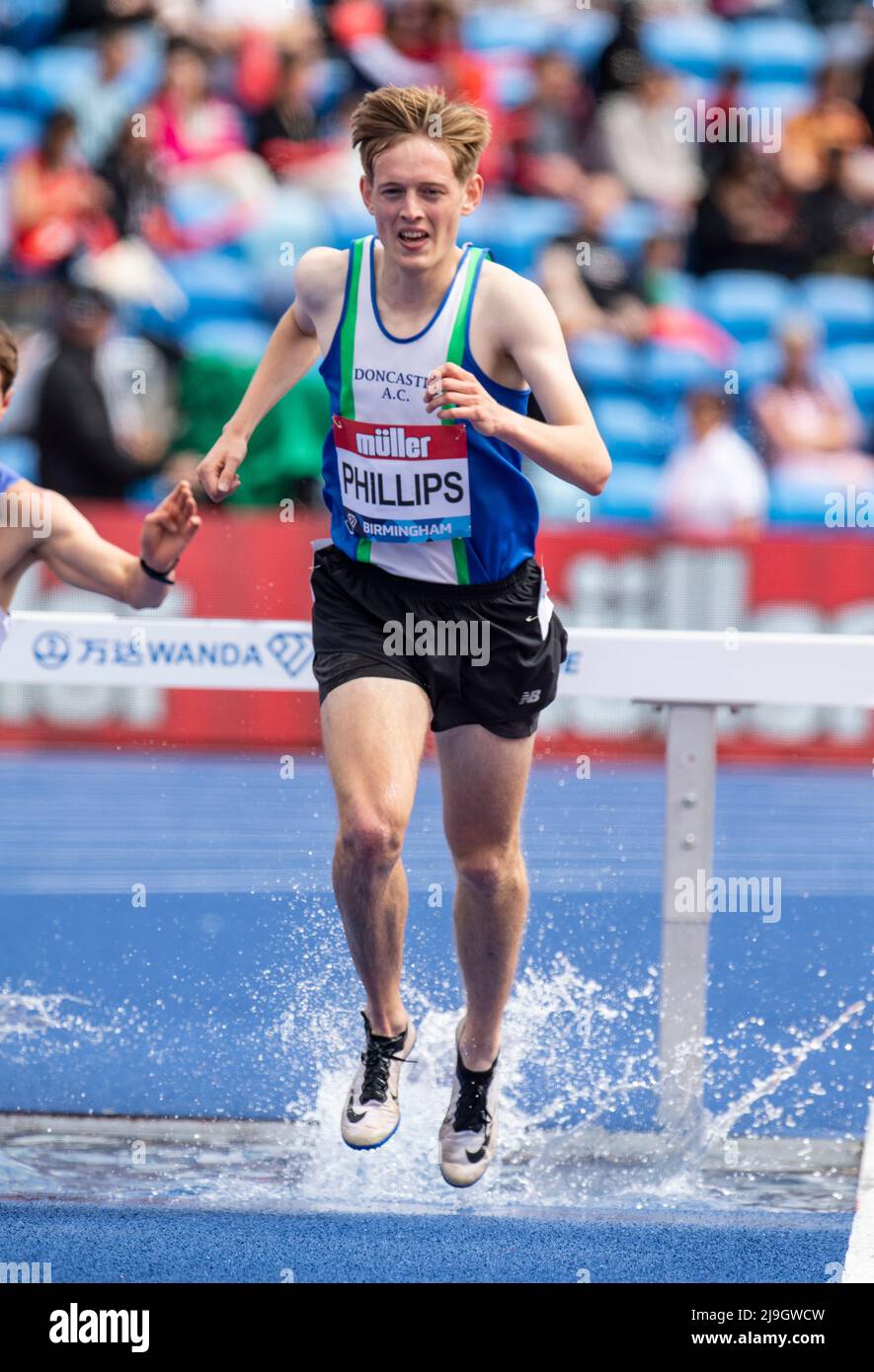 George Phillips competing in the men’s 3000m steeplechase race at the ...